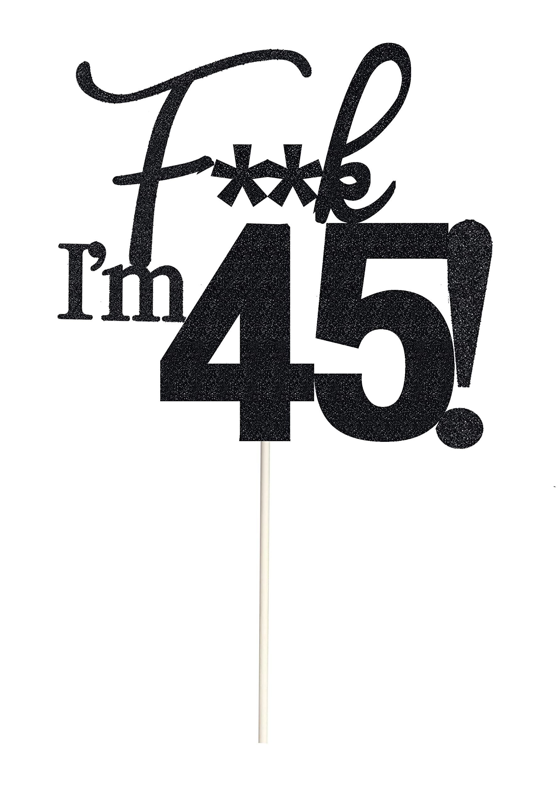 Snapklik.com : 45 Cake Toppers, 45 Birthday Cake Toppers-Black Glitter ...