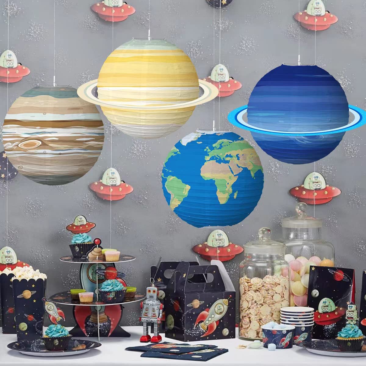 Snapklik.com : 8PCS Planet Paper Lanterns, 12 Inch Outer Space Party ...