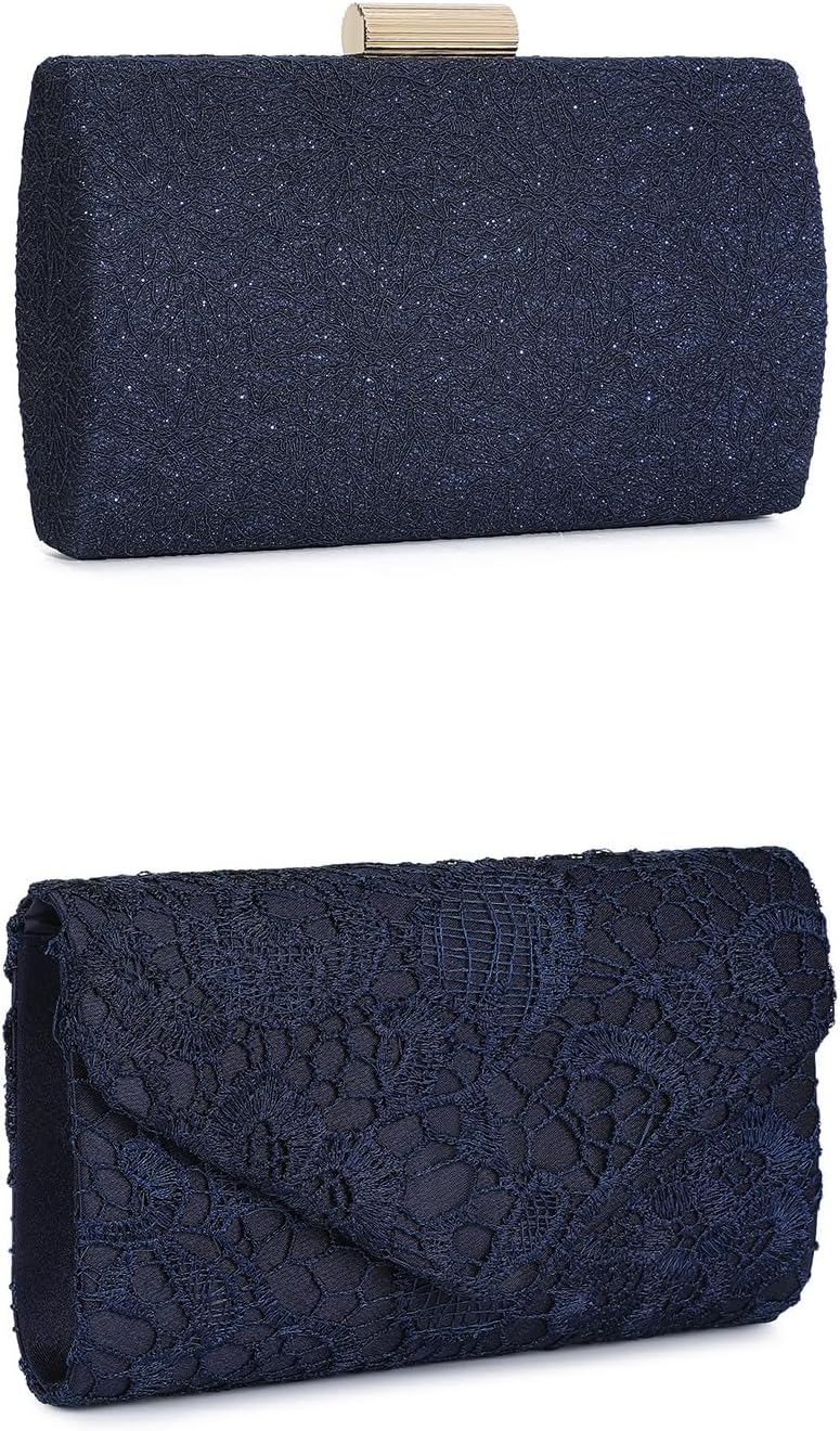 UBORSE Navy Blue Clutch Purses for Women Evening Bag Prom Square Box ...