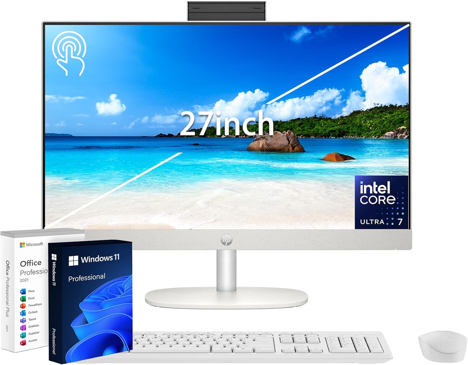 Amazon.com: HP 27" 2024 All-in-One Touchscreen Desktop PC, Intel Ultra ...