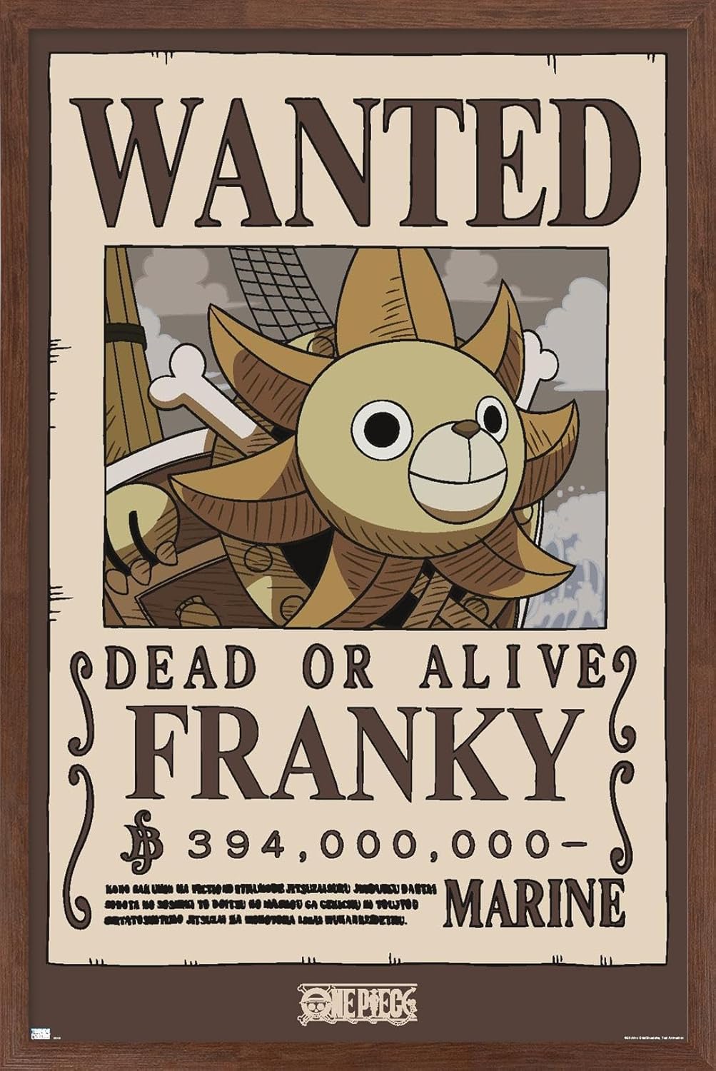 Amazon.com: One Piece - Franky Wanted Poster Wall Poster, 22.4L" x 14 ...
