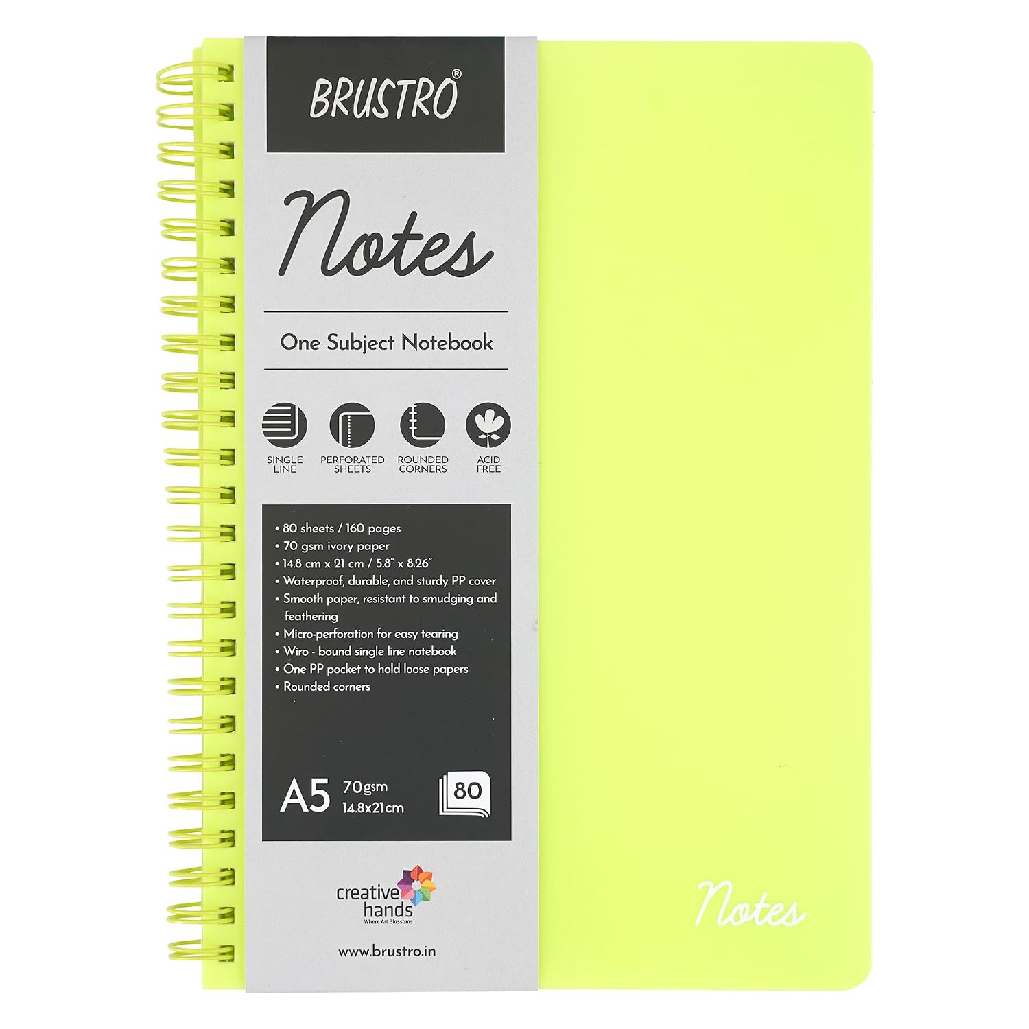 Brustro Notes A5 Size, 1 Subject Ruled Notebook, 80 Sheets / 160 Pages ...