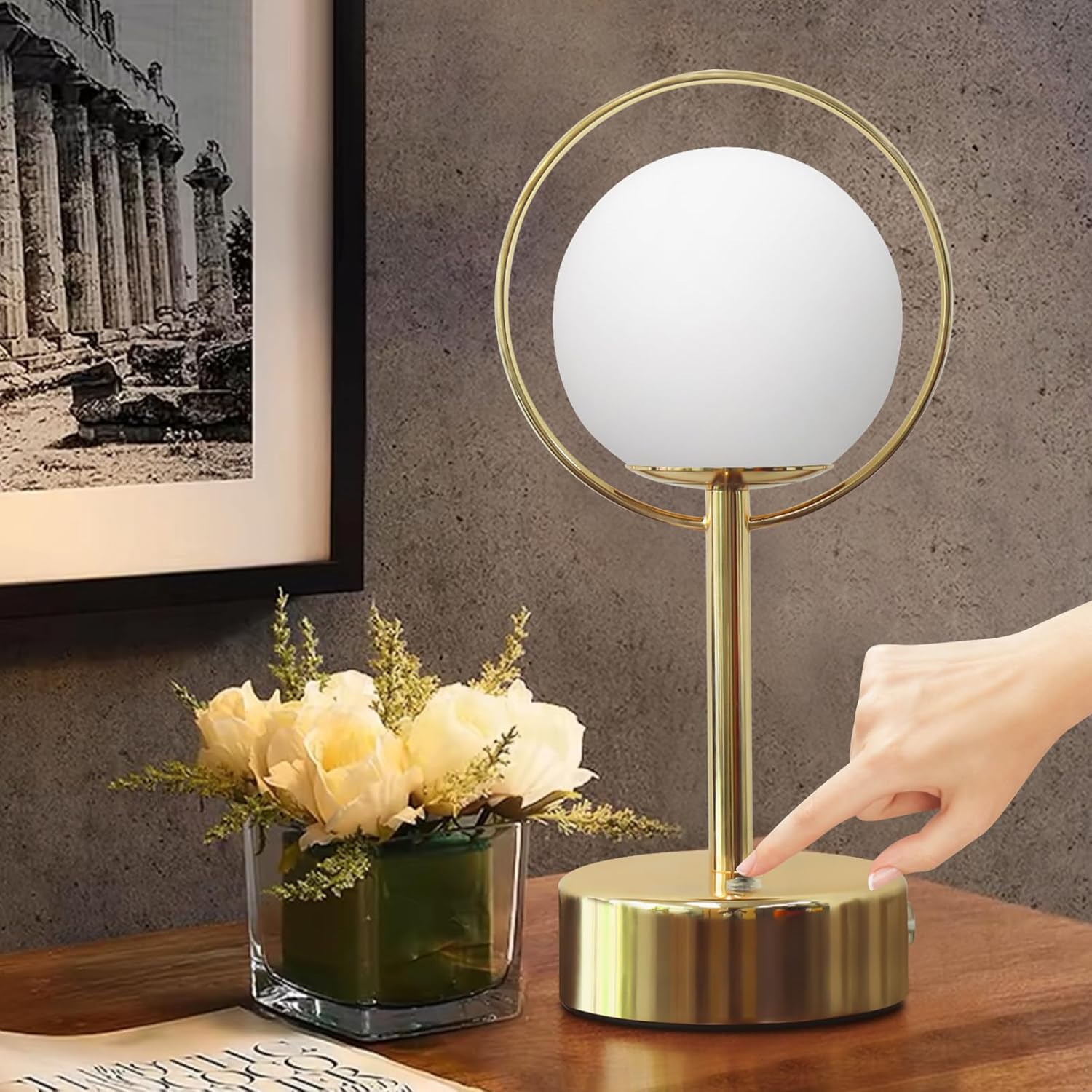 Fuzzbopn Table Lamp-1 Pack 5000 mAh Battery Operated Lamp, Dimming ...