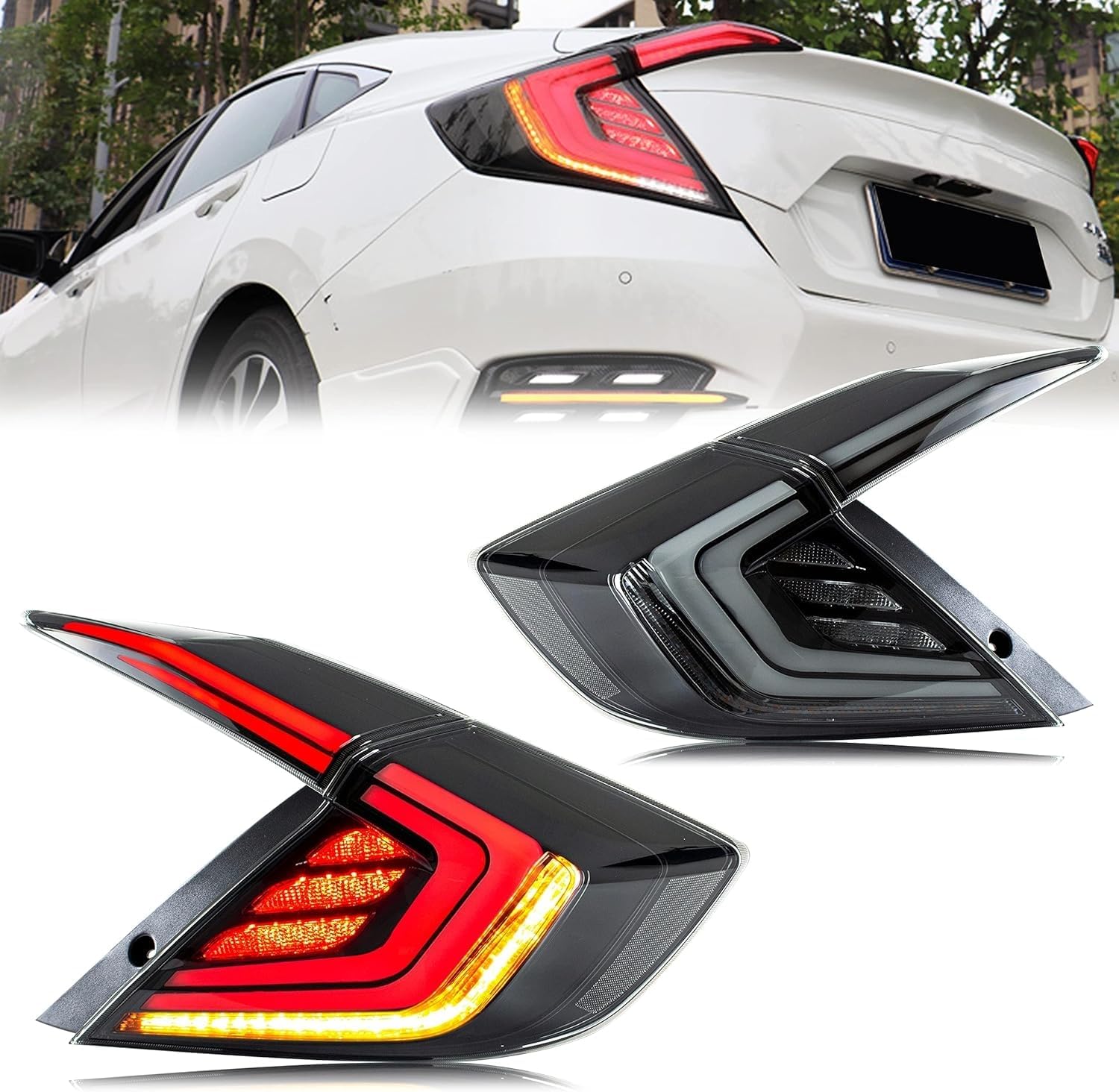 Amazon.com: Sequential LED Tail Lights for Honda Civic 10th Gen Sedan ...