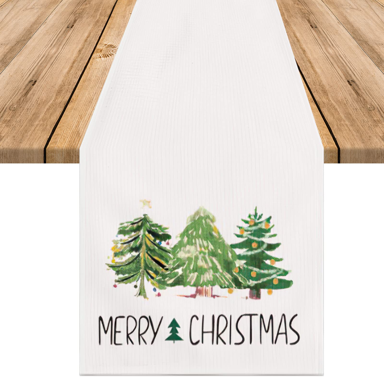 Amazon.com: Christmas Table Runner, Merry Christmas Trees Rustic ...