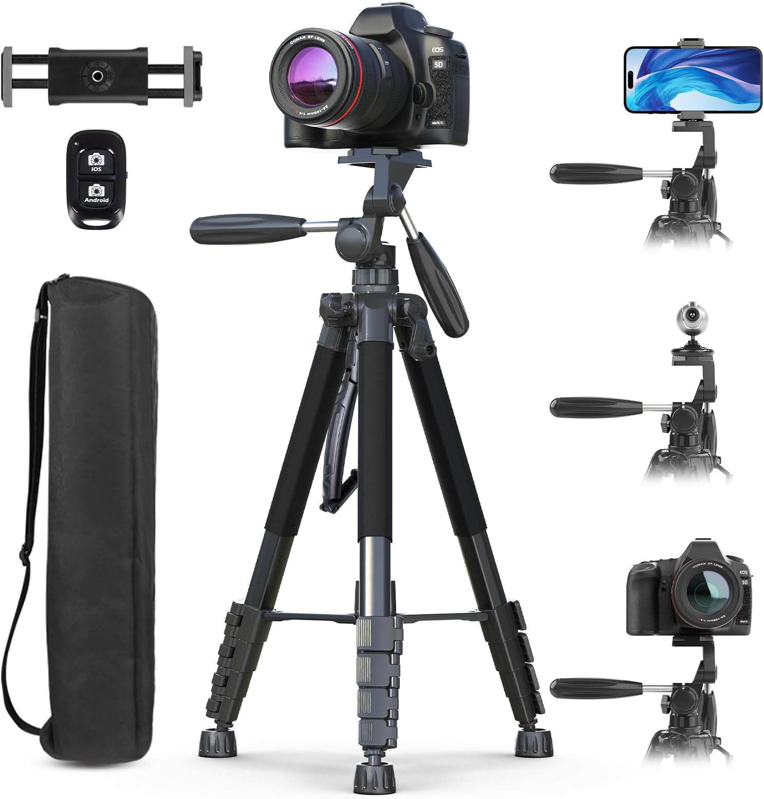 Amazon.com : Eicaus 67 Inch Heavy Duty Tripod Stand for Cameras, Cell ...