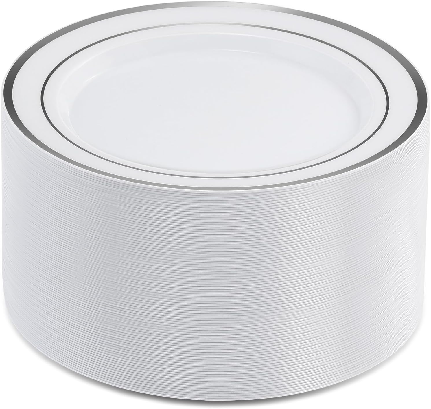 Amazon.com: Select Settings [50 COUNT] (10.25 Inch) Silver Rim Plastic ...