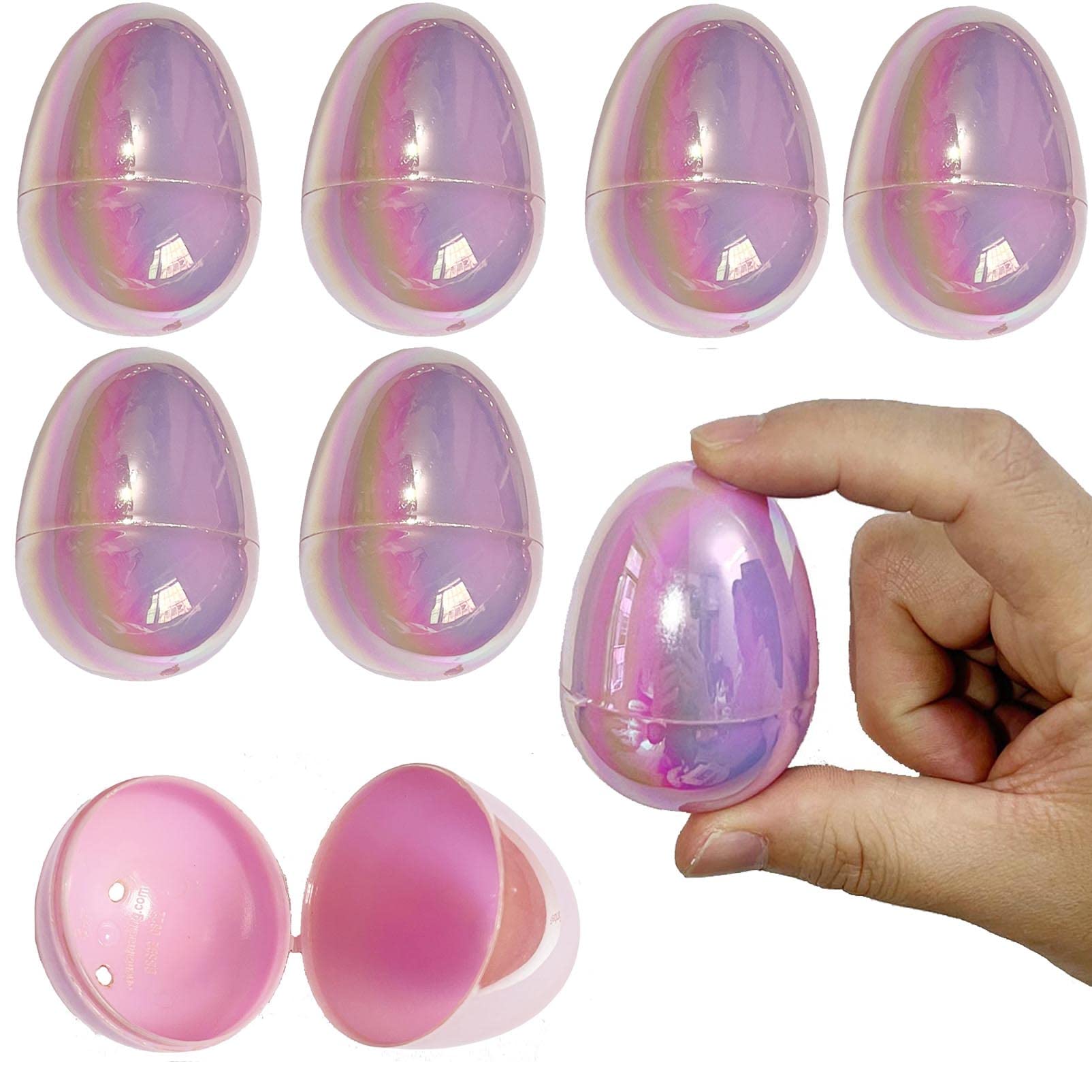 Amazon.com: 20 Metallic Easter Eggs, Fillable Plastic Easter Egg Hunt ...