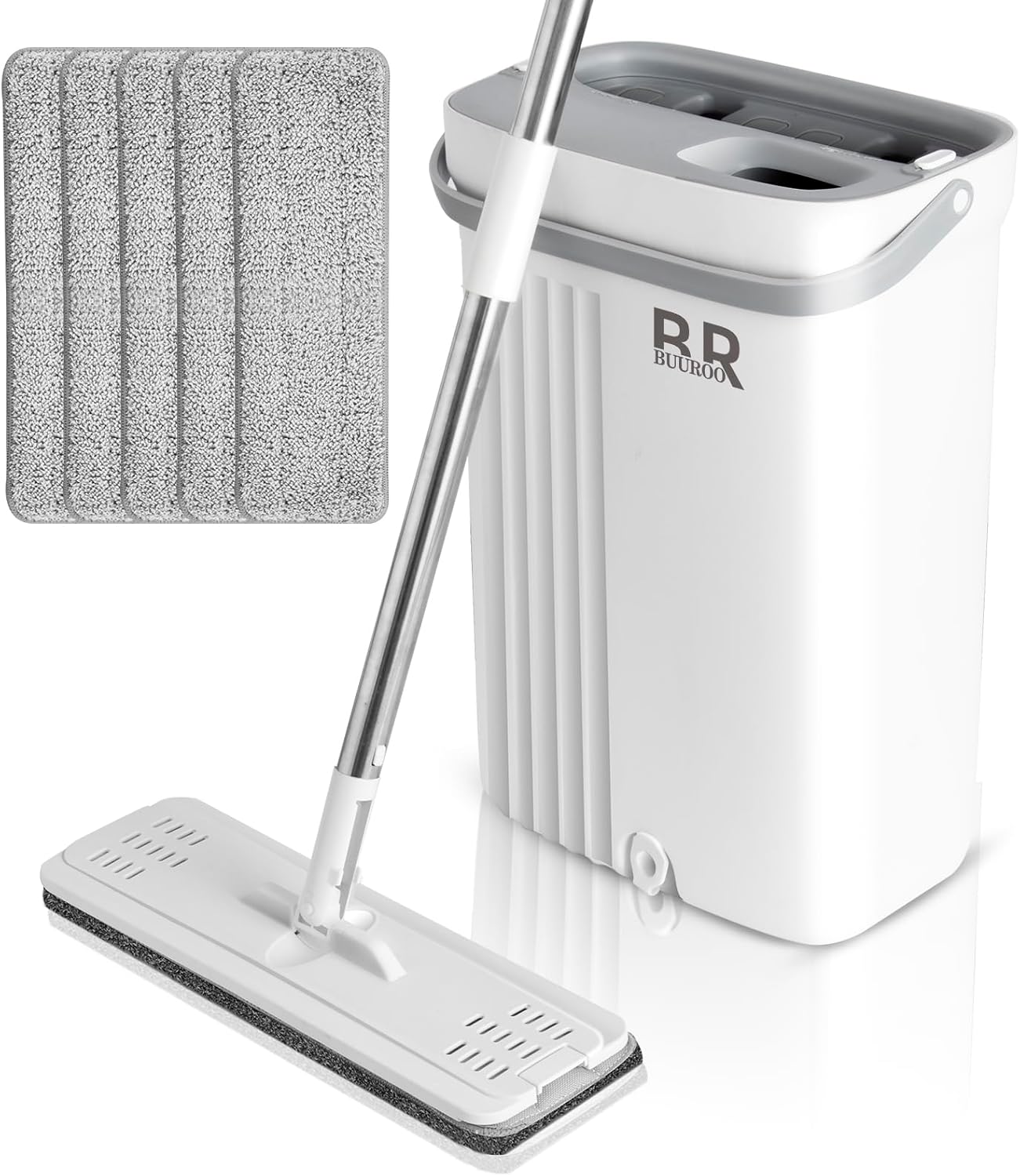 Amazon.com: Mop and Bucket with Wringer Set for Home, Hands Free White ...