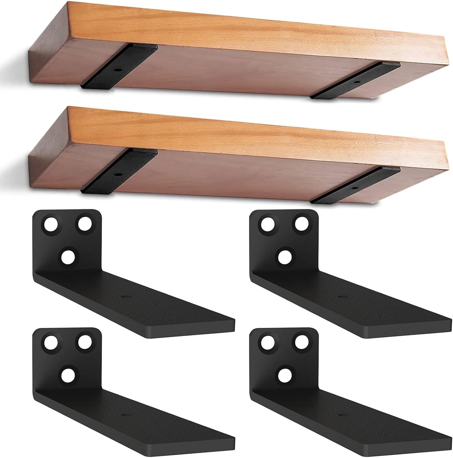 6 inch Floating Shelf Brackets, 4 Pack Heavy Duty L Shelves Support ...