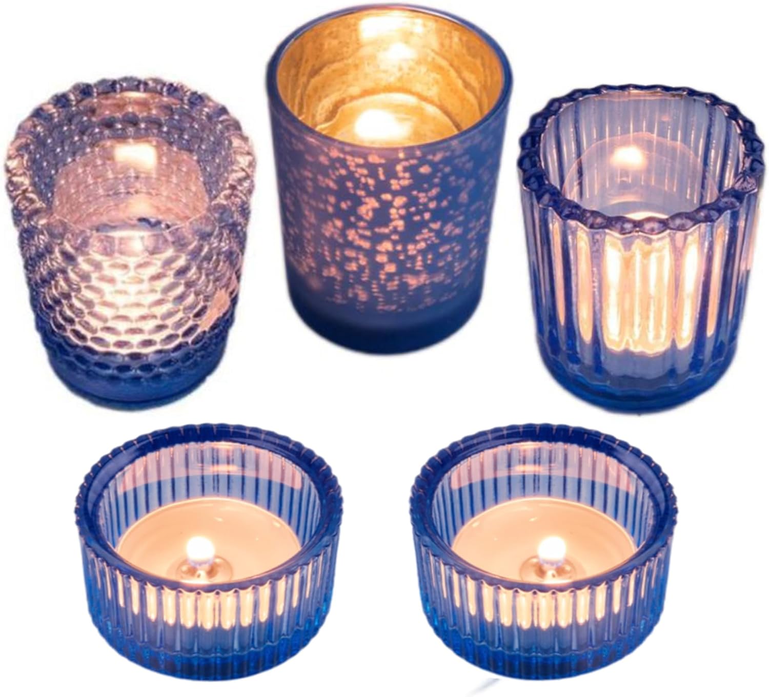Amazon.com: Homipooty 5ps Small Glass Candle Holder Tealight Candle ...