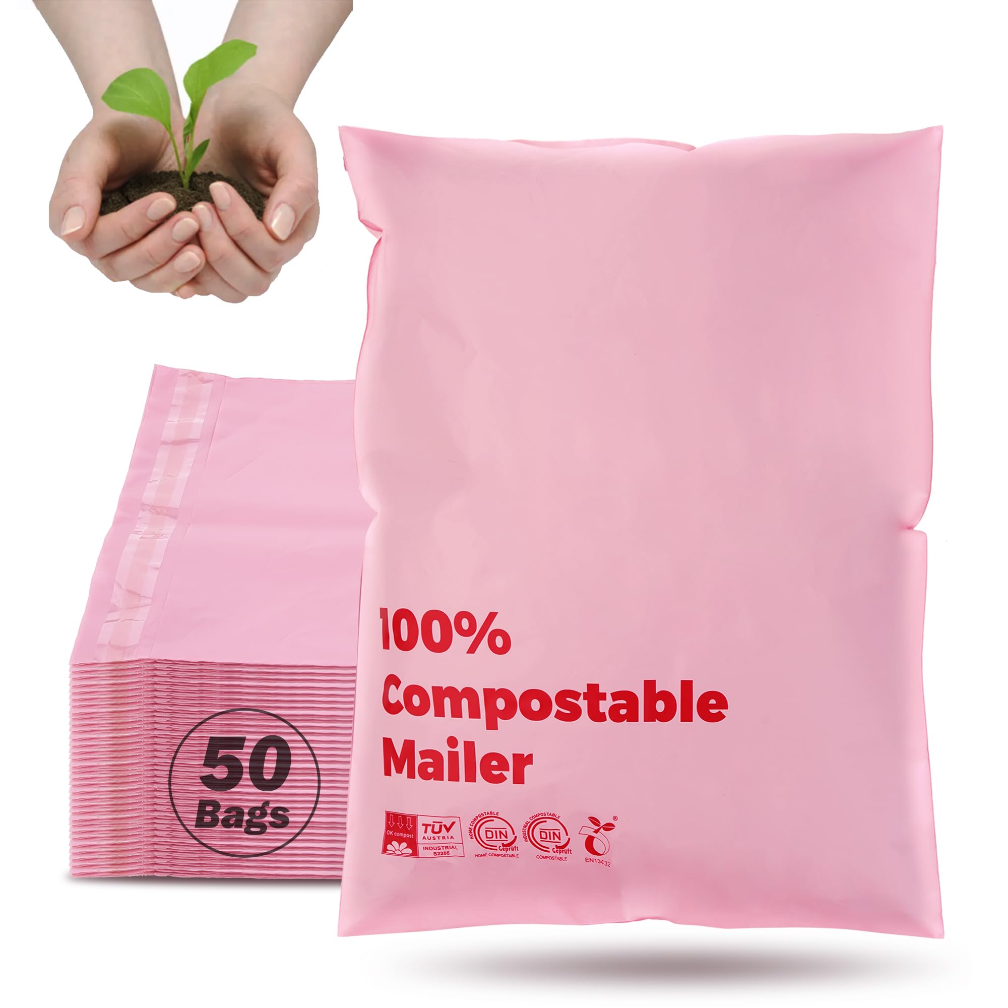 JENCENBIO Compostable Mailers Bags 26x38cm with Self-sealing Strip Eco ...