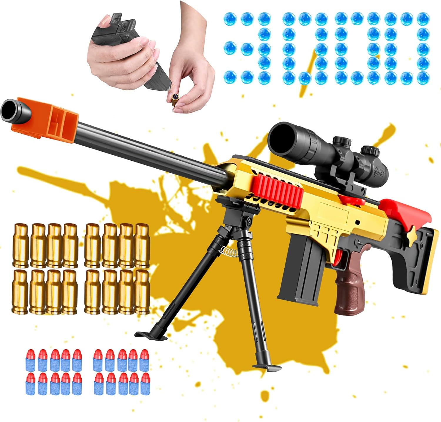 Amazon.com: Long Size Sniper Rifle Shell Ejecting Toy Gun Safe Shell ...