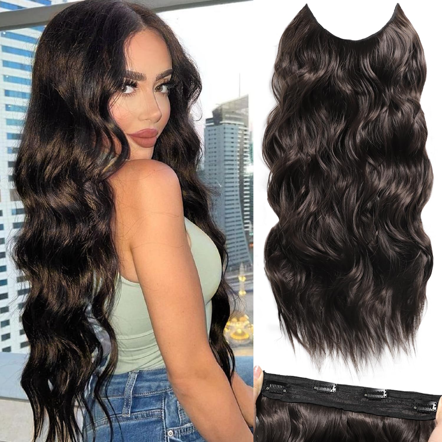 Amazon.com : SilkStrands Halo Hair Extensions 20 Inch Invisible Wire ...