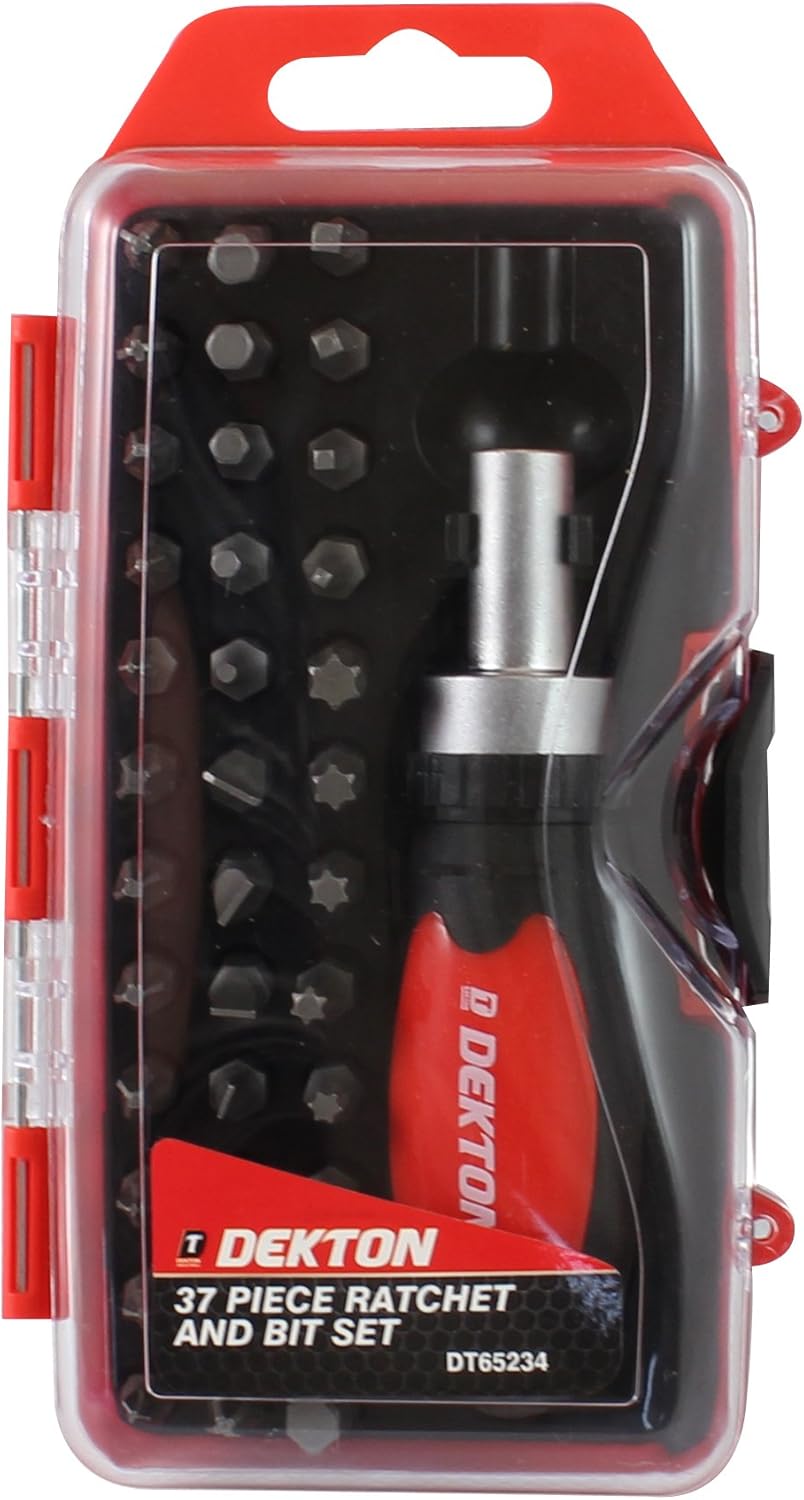 Dekton 37pc Stubby Ratchet Screwdriver And Bit Set - 3 Way Stubby ...