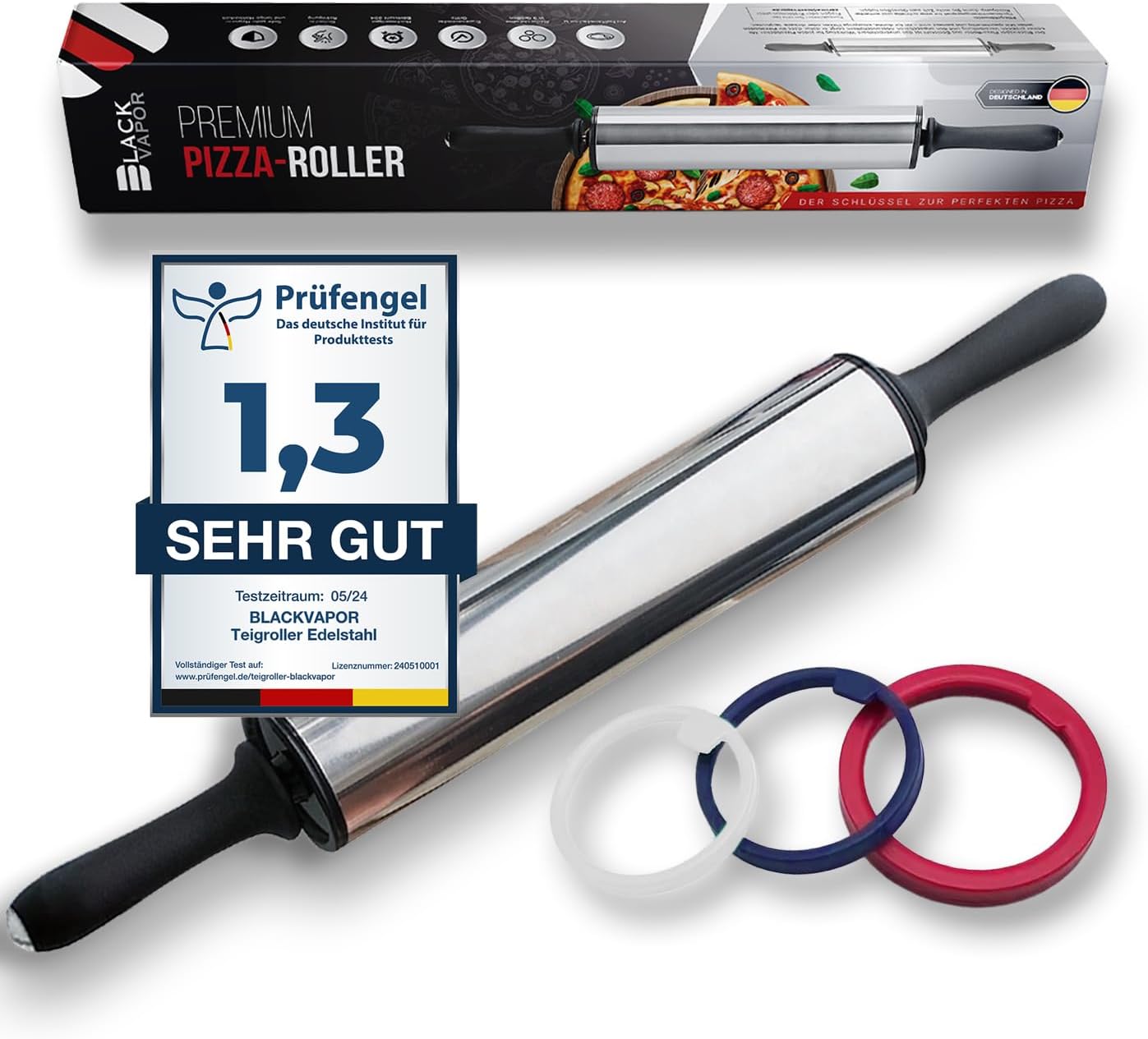 BLACKVAPOR® Pizza Teigroller Edelstahl – Perfekt für selbstgemachte ...