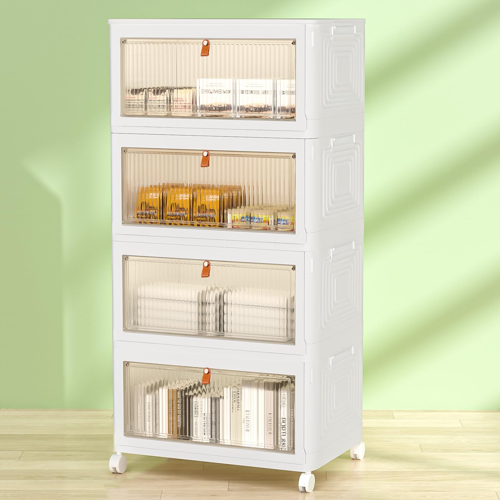 Snapklik.com : 4 Tier Plastic Storage Bins 34QT, Stackable Storage ...