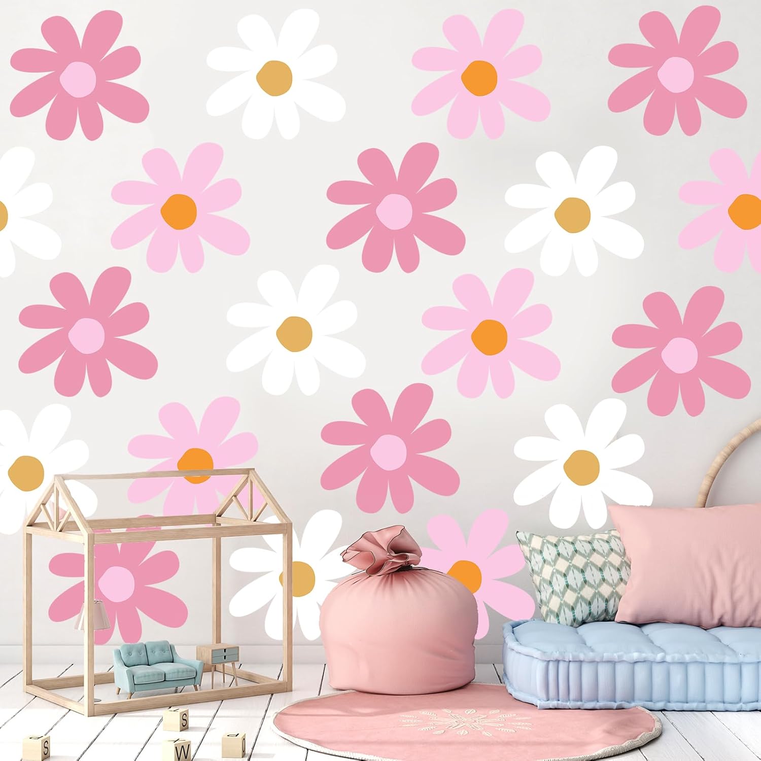 Amazon.com: TaoBary 12 Sheets Daisy Wall Decal Flower Wall Sticker Cute ...