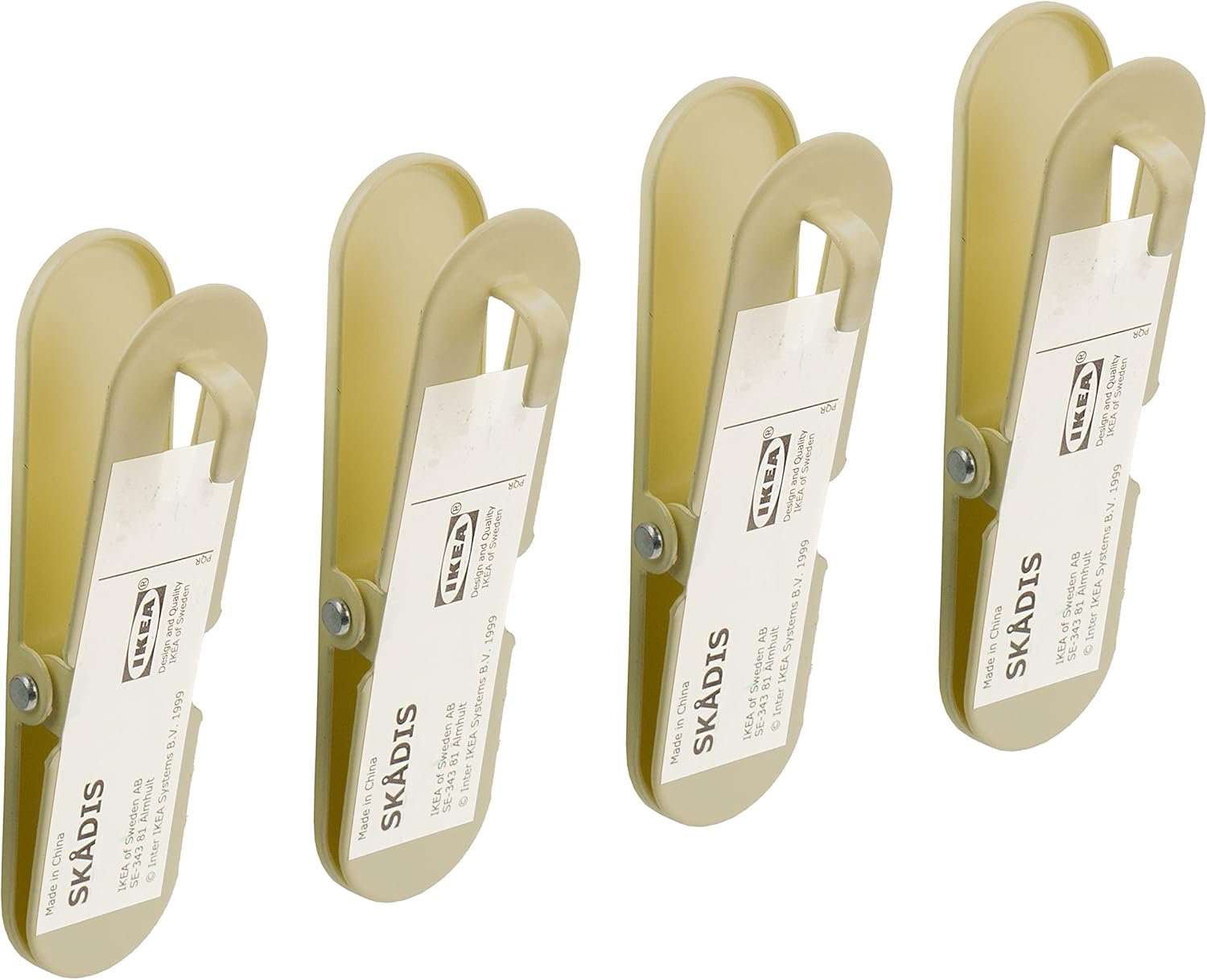 Ikea SKADIS Clips for Pegboard, 8 x 2 cm, Beige, 005.541.61 - Set of 4 ...