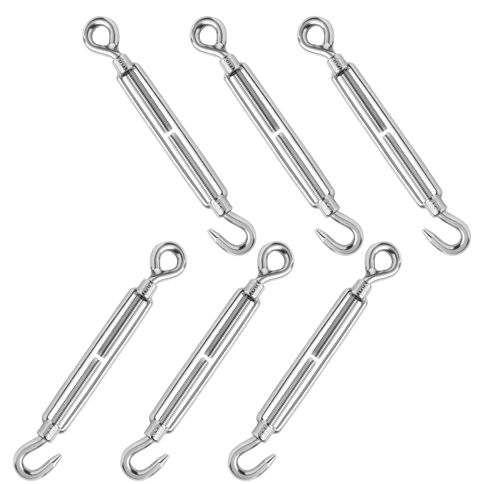 Snapklik.com : Seimneire 6 Pcs M10 Hook & Eye Turnbuckles 304 Stainless ...