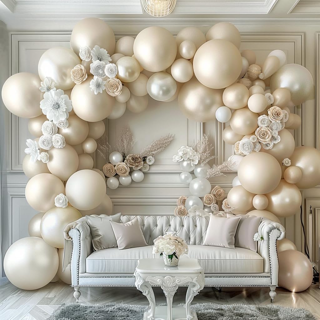 Amazon.com: Pearl White Balloons Double Stuffed Sand White Ivory Cream ...