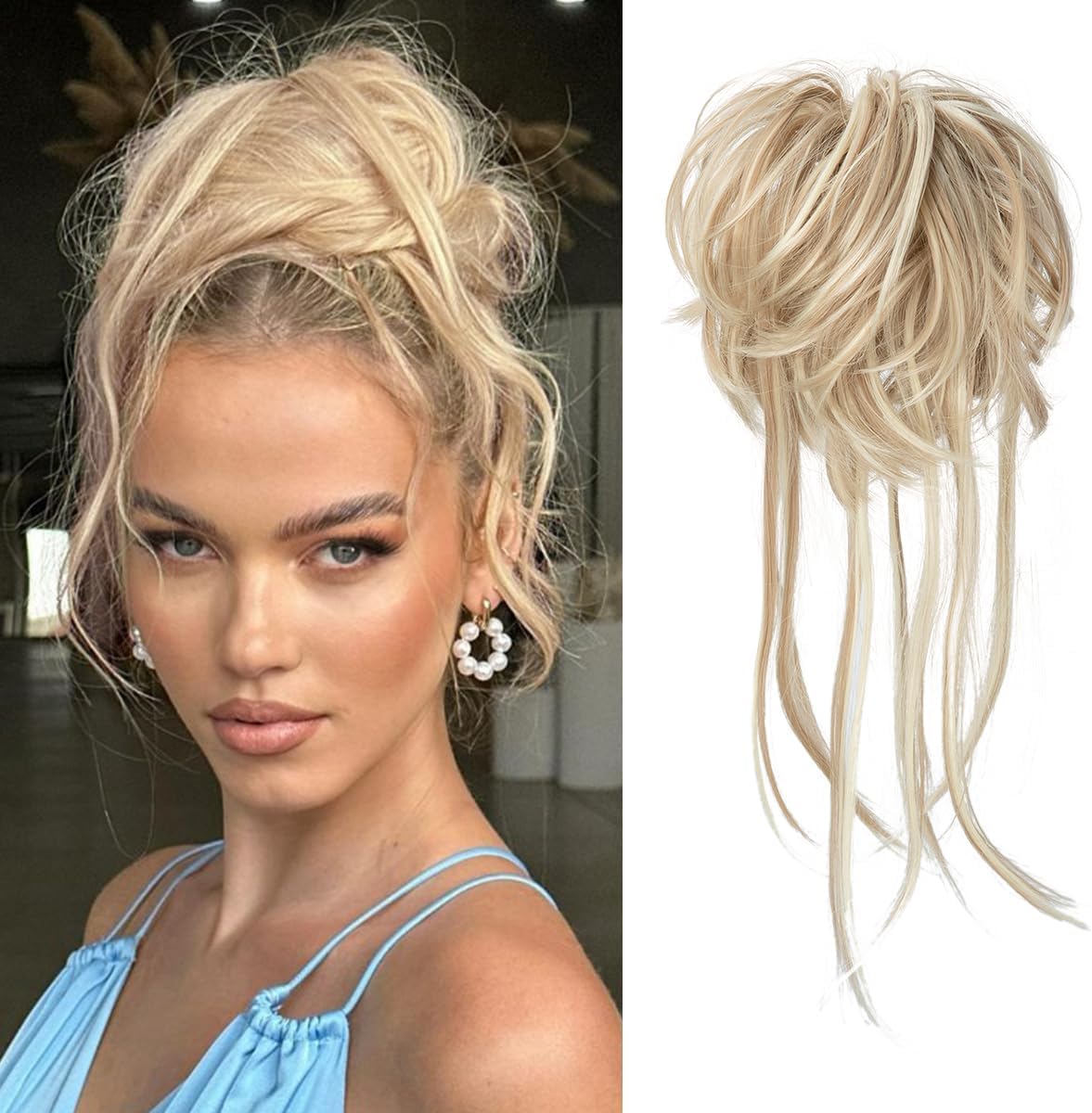 Amazon.com : CJL HAIR Messy Bun + Messy Bun with Tail (Dirty Blonde ...