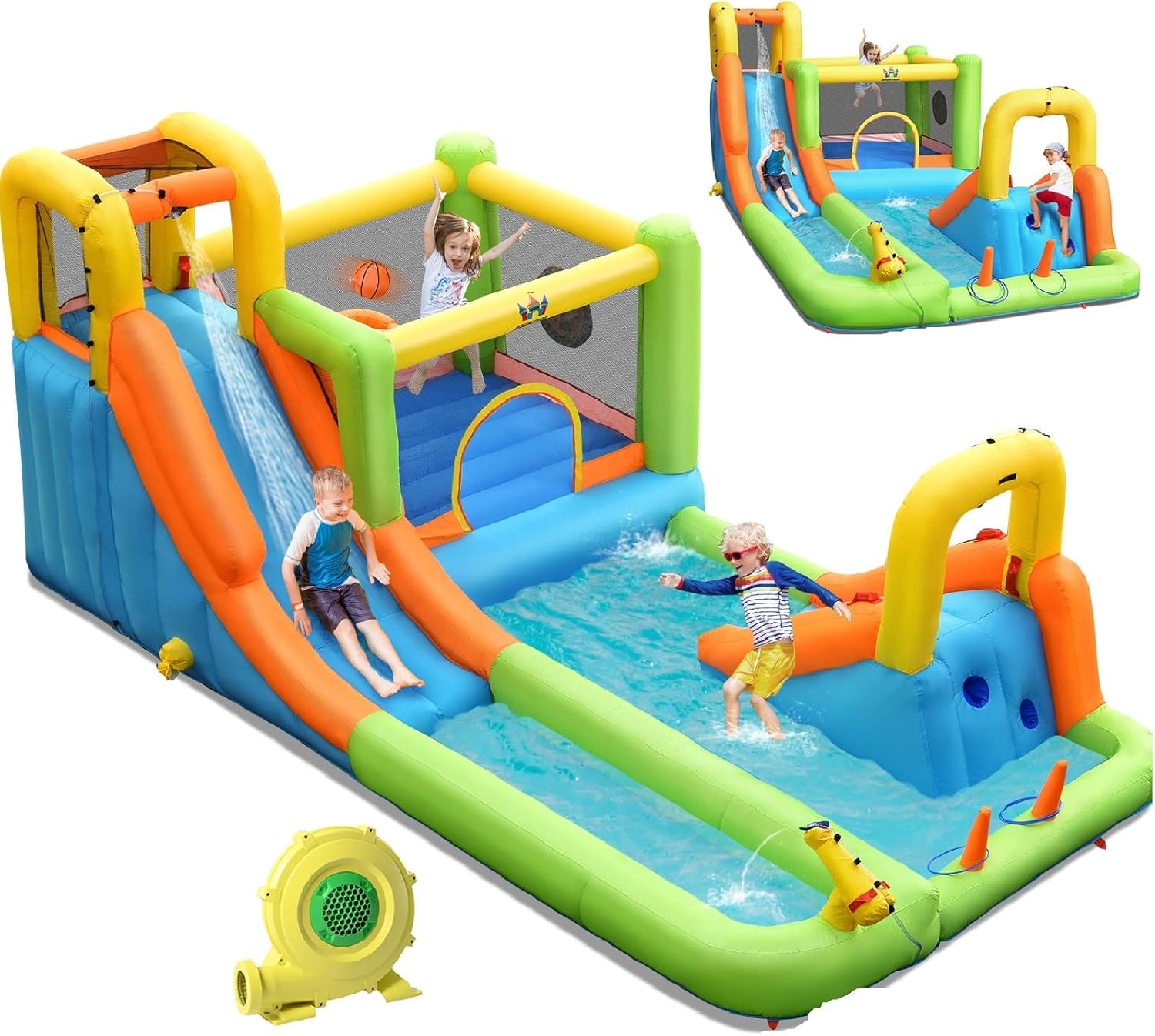 Amazon.com: BOUNTECH Inflatable Water Slide, 8 in 1 Mega Waterslide ...