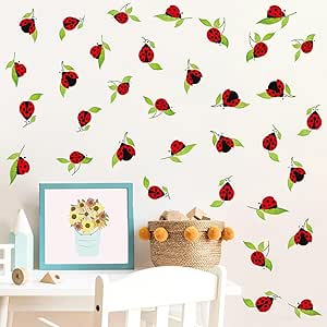 Amazon.com: Cute Insect Wall Decals Small Ladybug Wall Stickers Ladybug ...