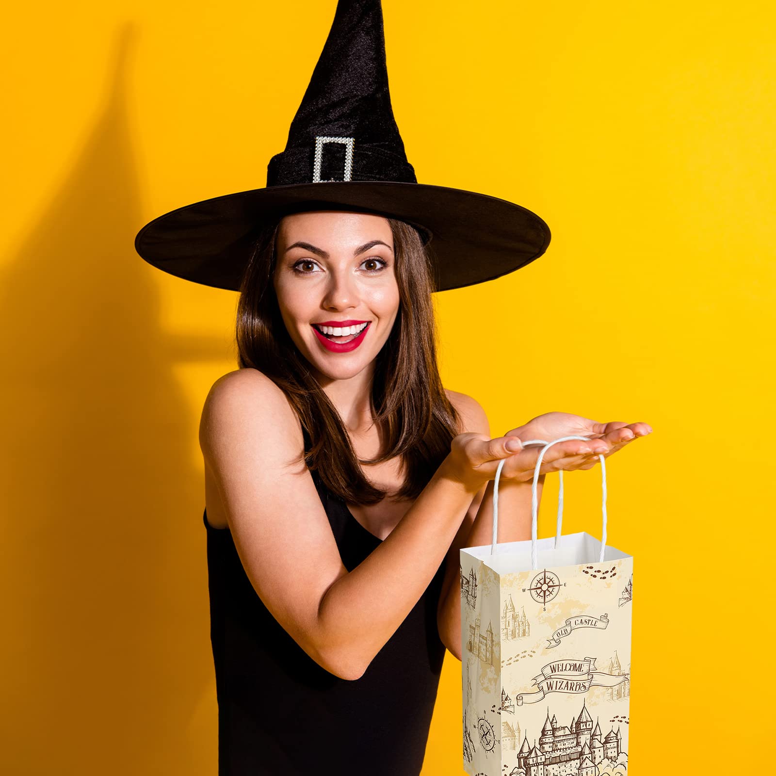 24 PCS Magical Wizard Gift Paper Bags Wizard Pumpkin Party Favor Bags ...