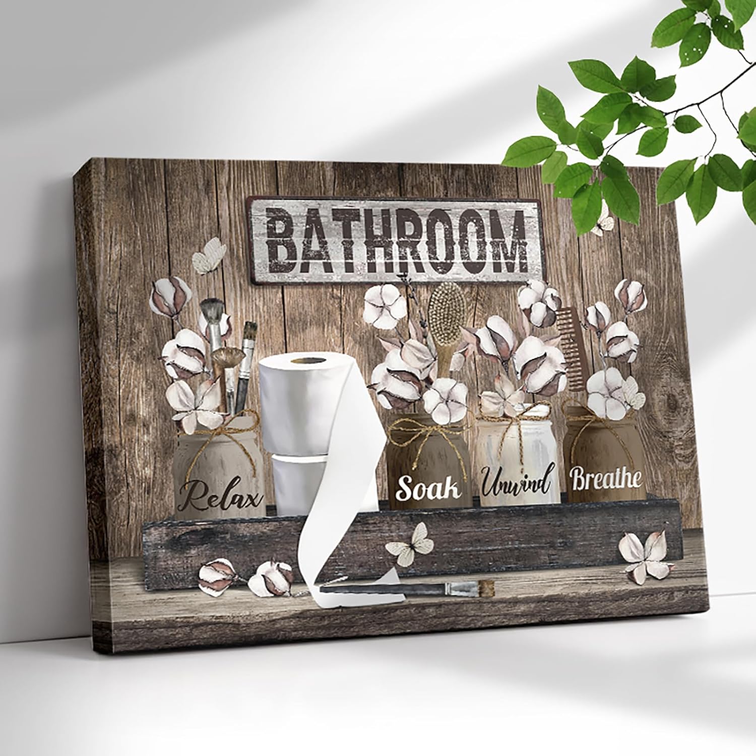 Amazon.com: Farmhouse Bathroom Decor Wall Art Rustic Butterfly and ...