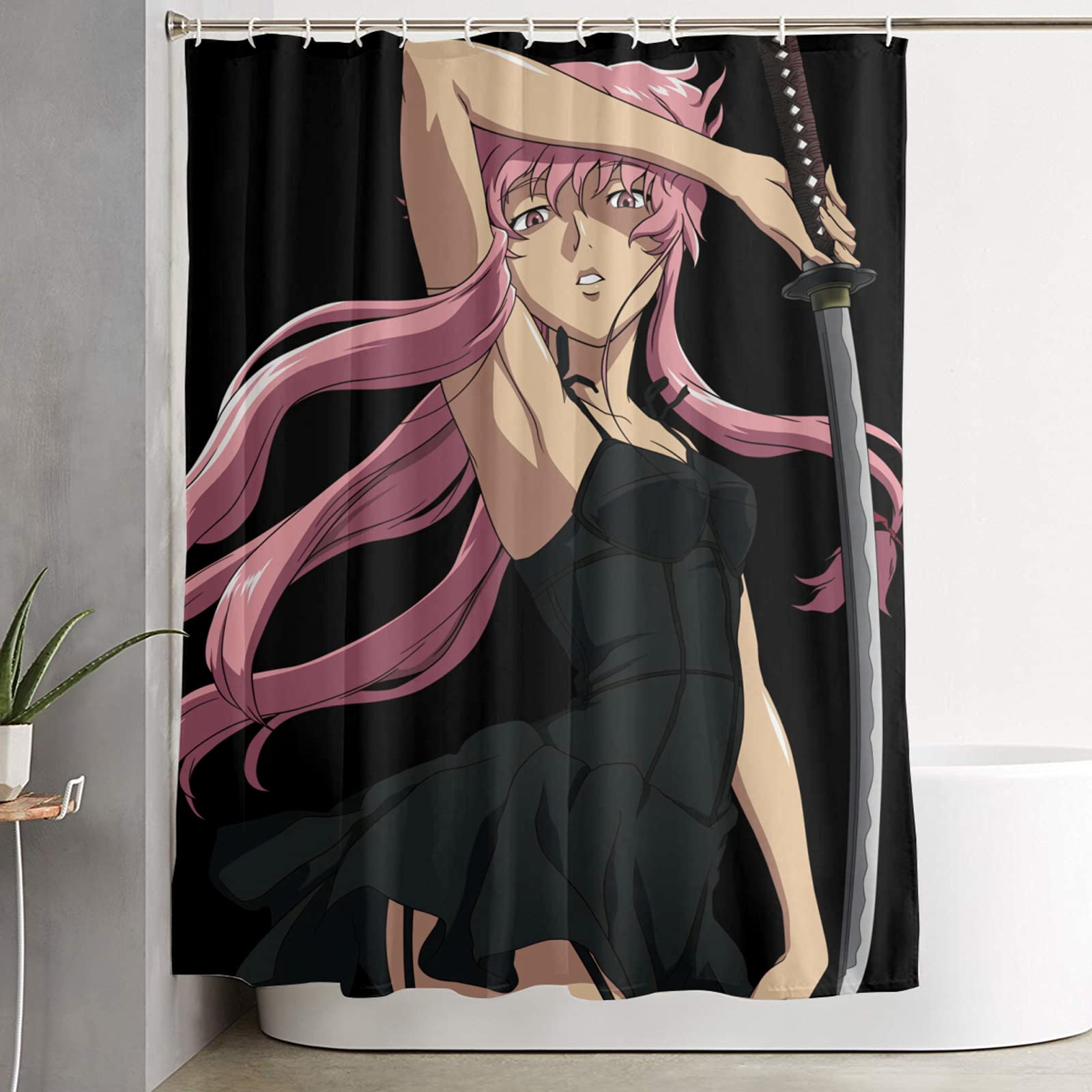 Future Diary Mirai Nikki Gasai Yuno Waifu Waterproof Shower Curtain ...