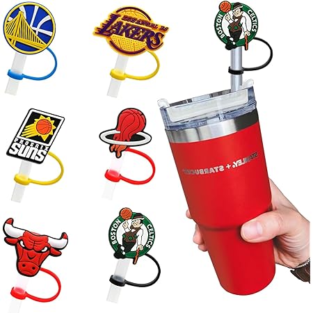 Amazon.com: Cups Straw Toppers，Straw Covers Cap Toppers,NBA Basketball ...