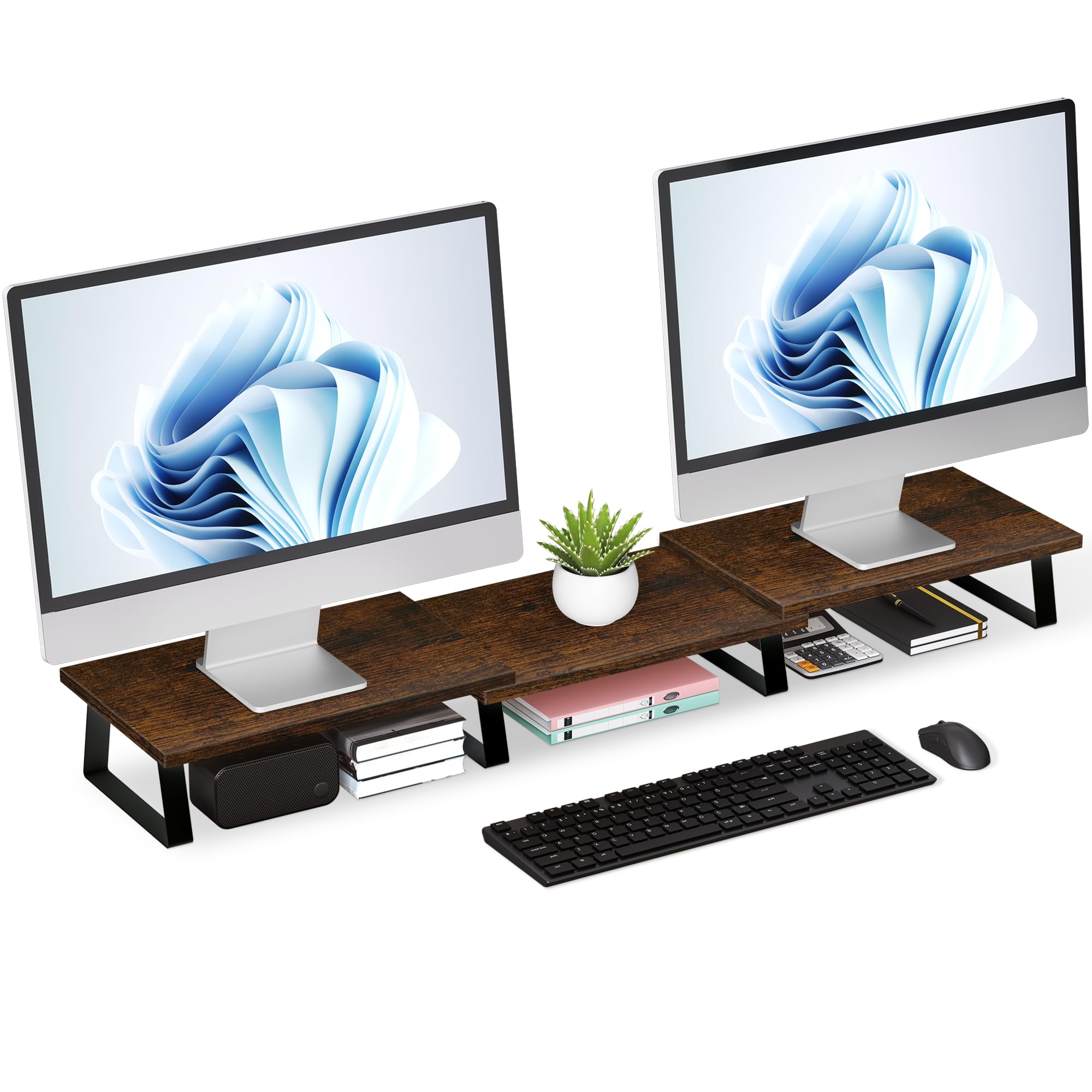 Amazon.com: Aothia Large Dual Monitor Stand - Computer Monitor Stand ...