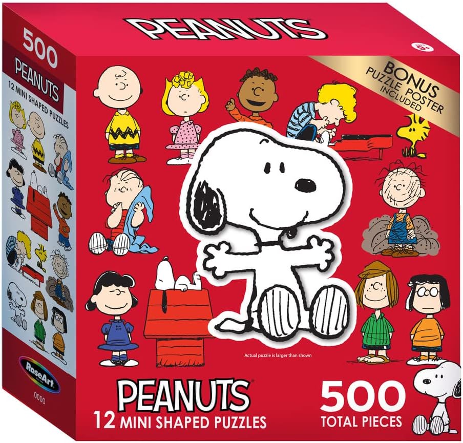 Amazon.com: RoseArt - Mini Shaped - Peanuts - 500 Piece Jigsaw Puzzle ...