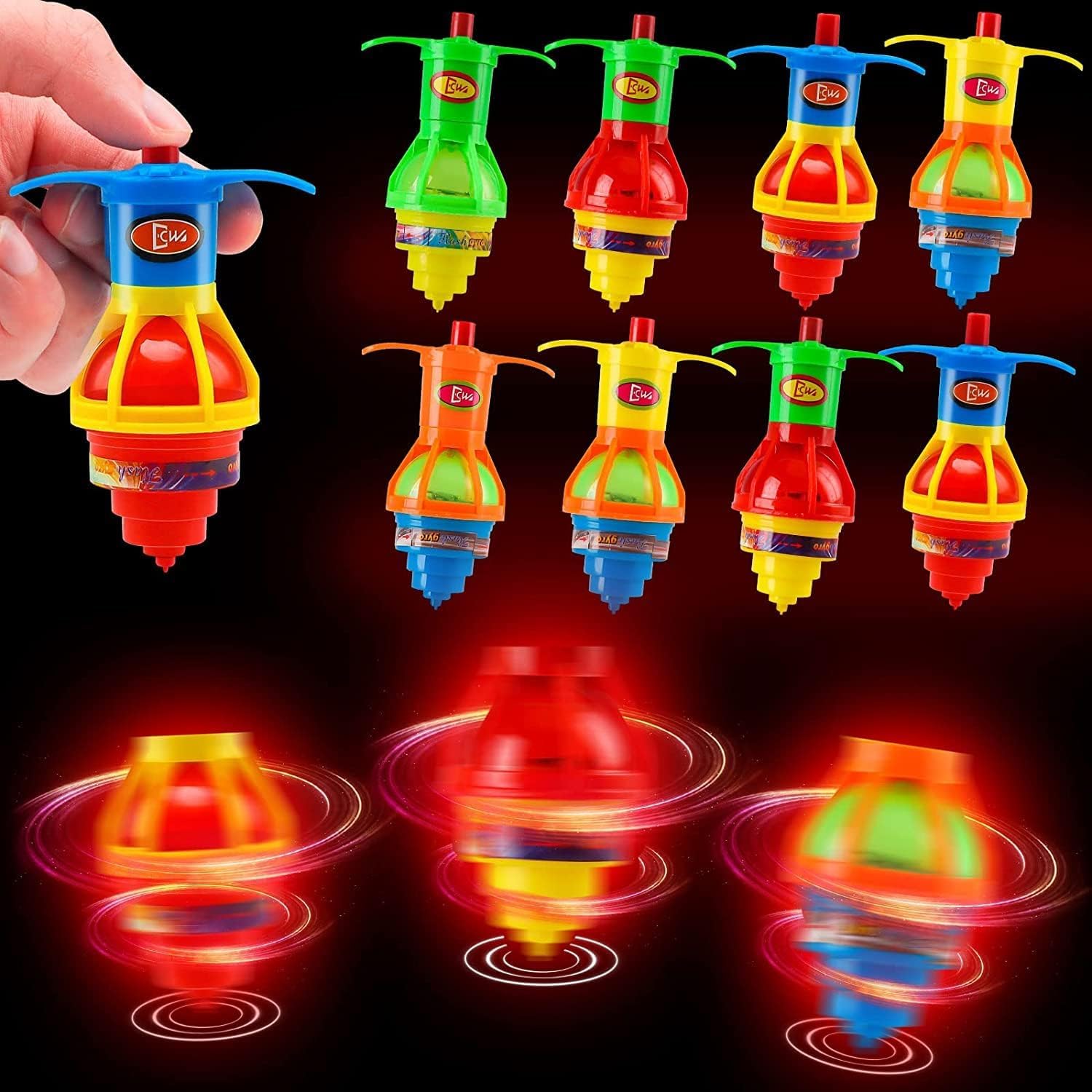 24 Pack Kids Party Favors Stuffers LED Light Up UFO Spinning Glow in ...