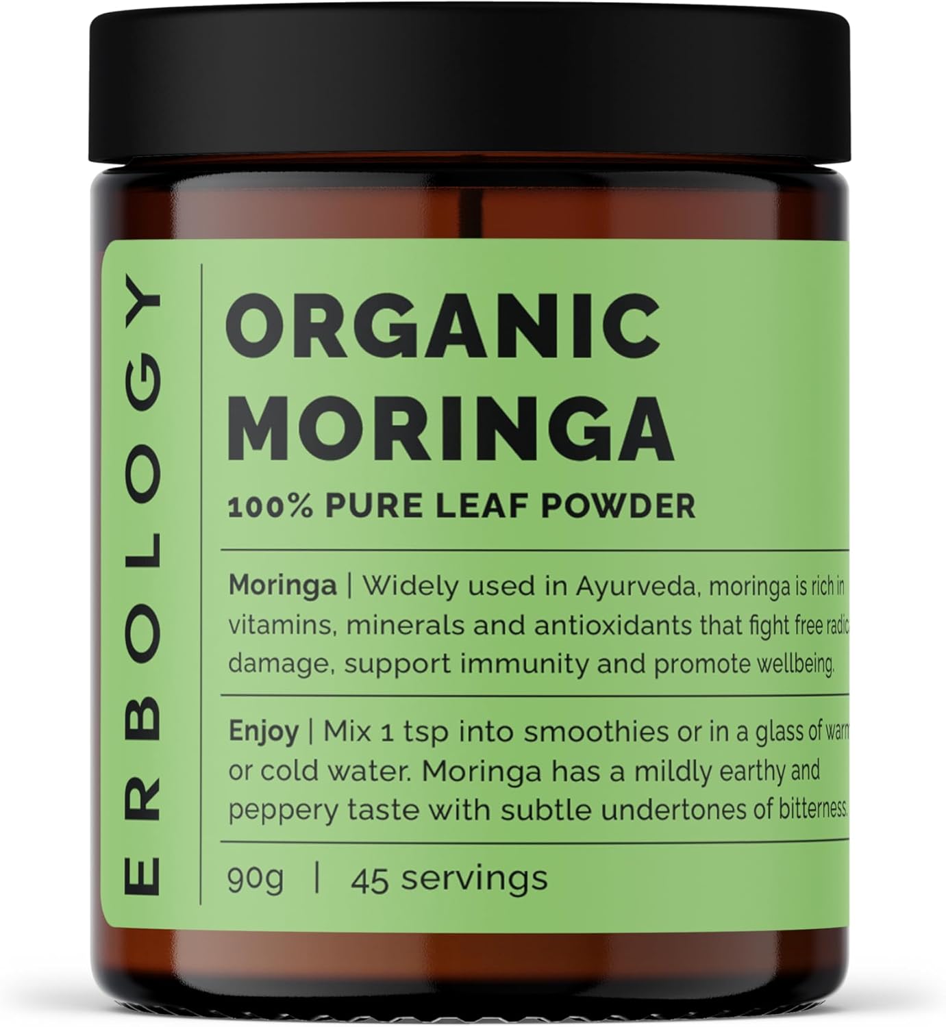Erbology Organic Moringa Leaf Powder 90g - 45 Servings - Immunity ...
