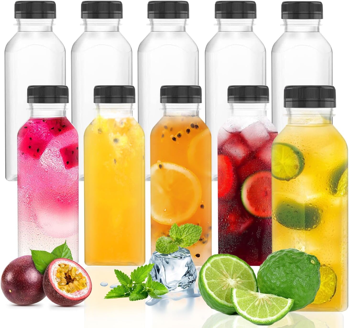 Amazon.com: 6 Pcs 17 Ounce Plastic Juice Bottle, Bulk Beverage ...