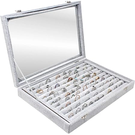 Amazon.com: Ivosmart 7 Slots Velvet Glass Ring Jewellery Display ...