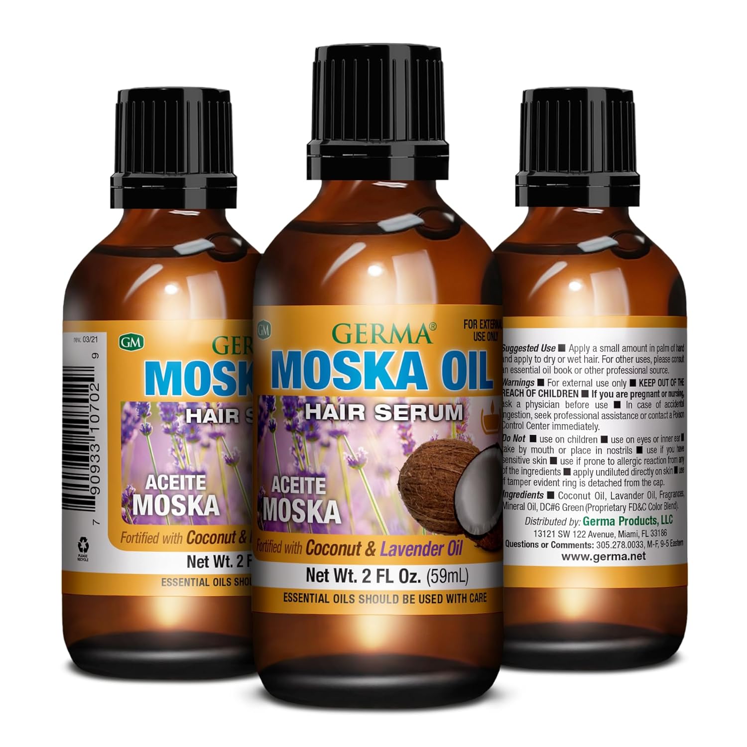 Amazon.com: Aceite De Moska Fortificado Con Aceite De Coco Oil 2 Oz. By ...