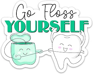 Amazon.com: TANGOGLAM Dentist Stickers, Go Floss Yourself Sticker ...
