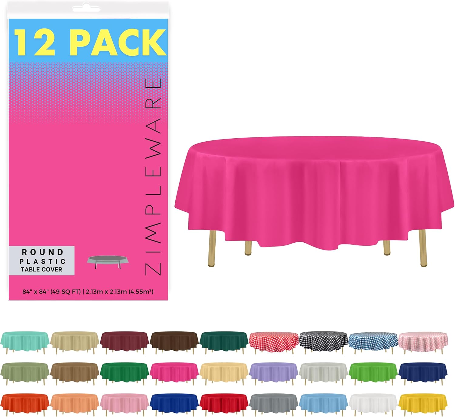 Amazon.com: ZIMPLEWARE Premium Hot Pink Plastic Table Cloth Disposable ...