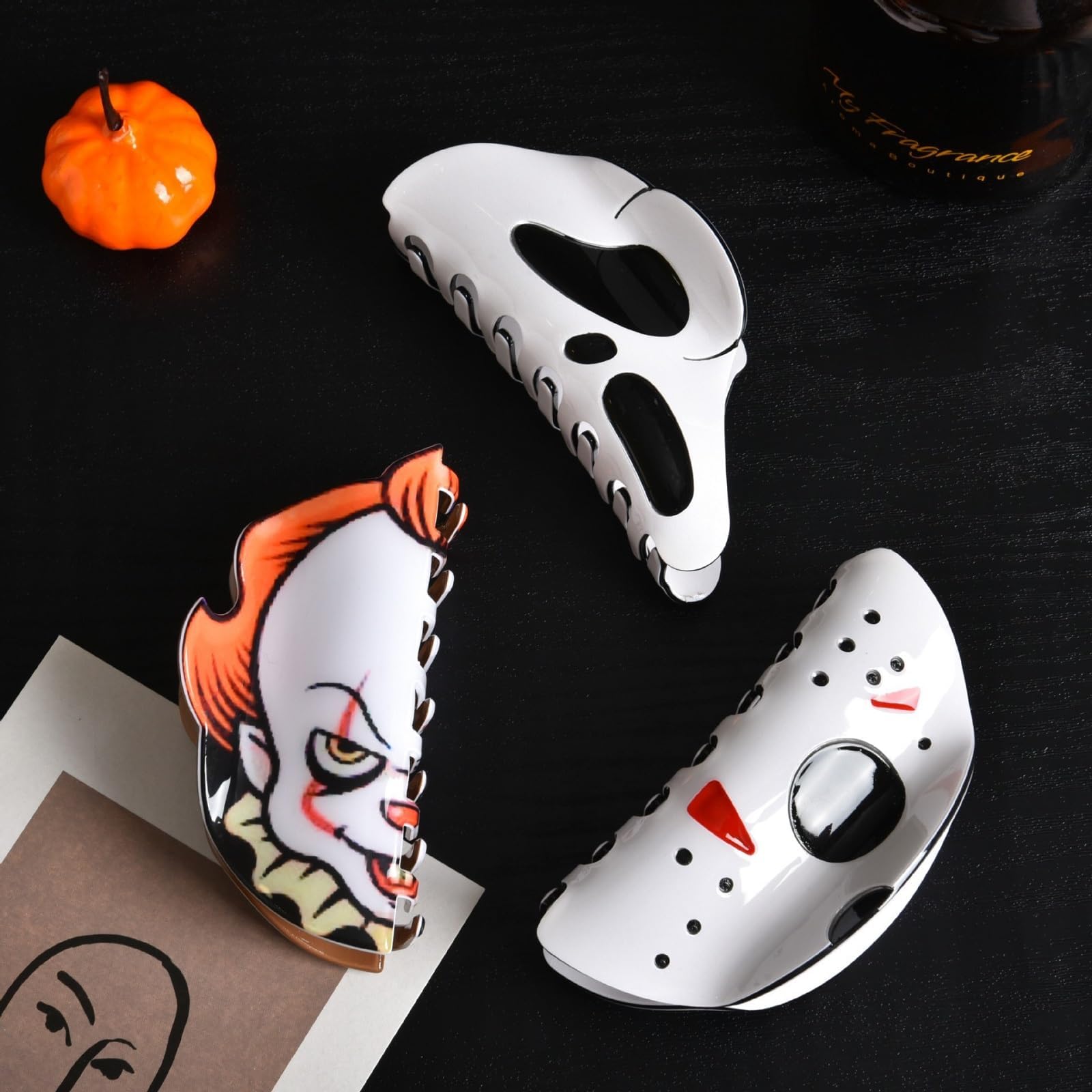 Amazon.com : 3pcs Halloween Skeleton Skull Ghost Face Hair Claw Clips ...