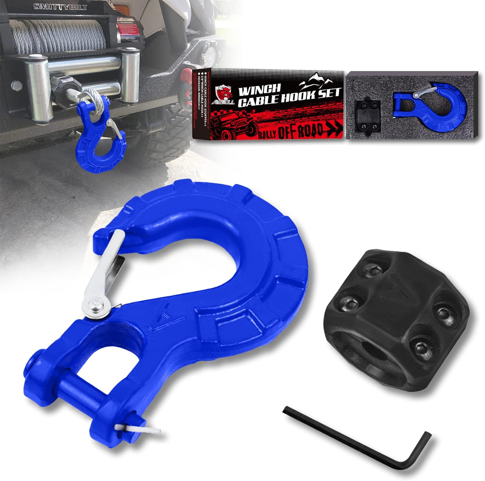 Amazon.com: HOUERT Heavy Duty Winch Hook, Forged Steel 3/8" Grade 70 ...