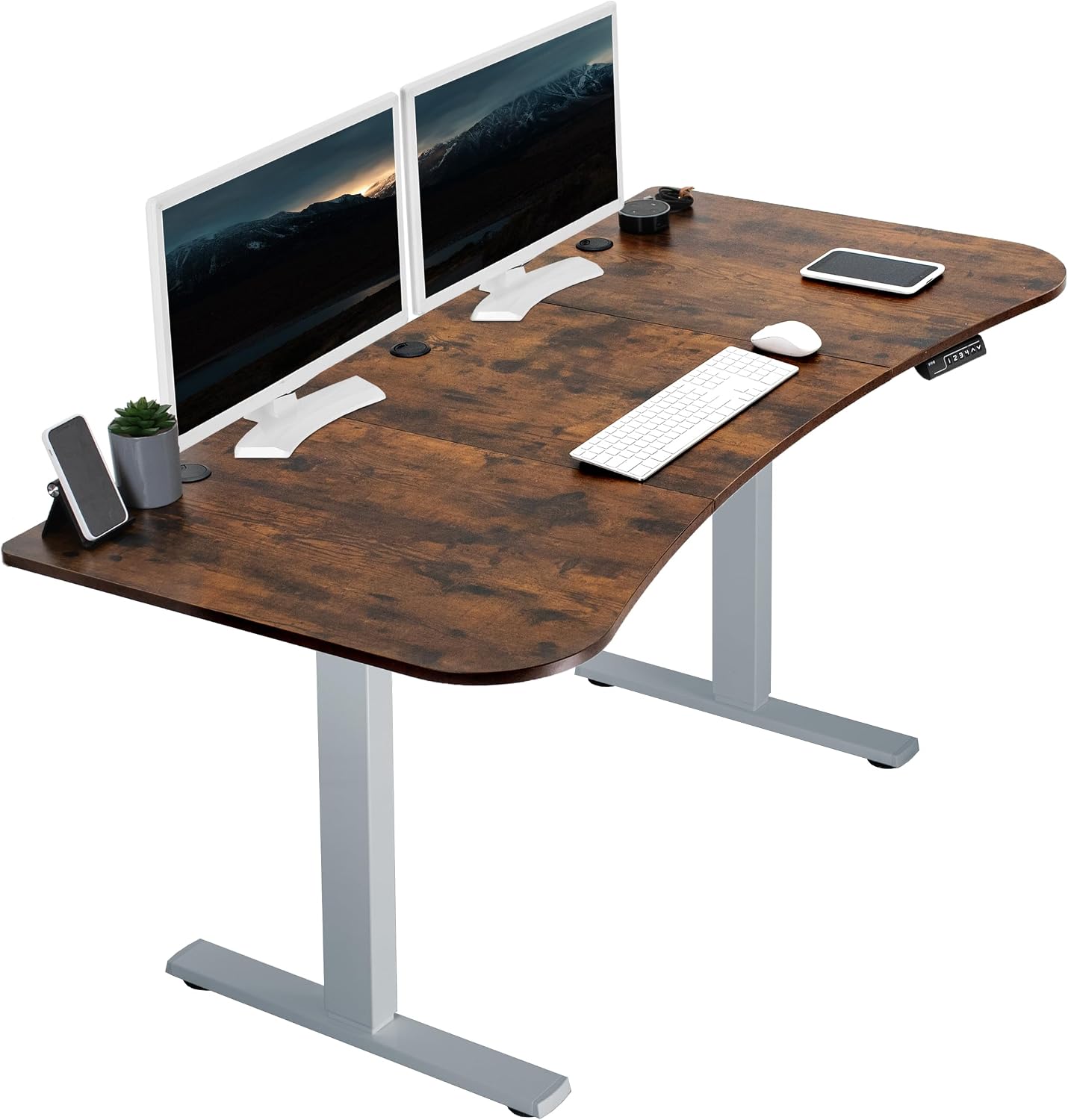 Amazon.com: VIVO Electric 63 x 32 in Rustic Standing Desk, Memory ...
