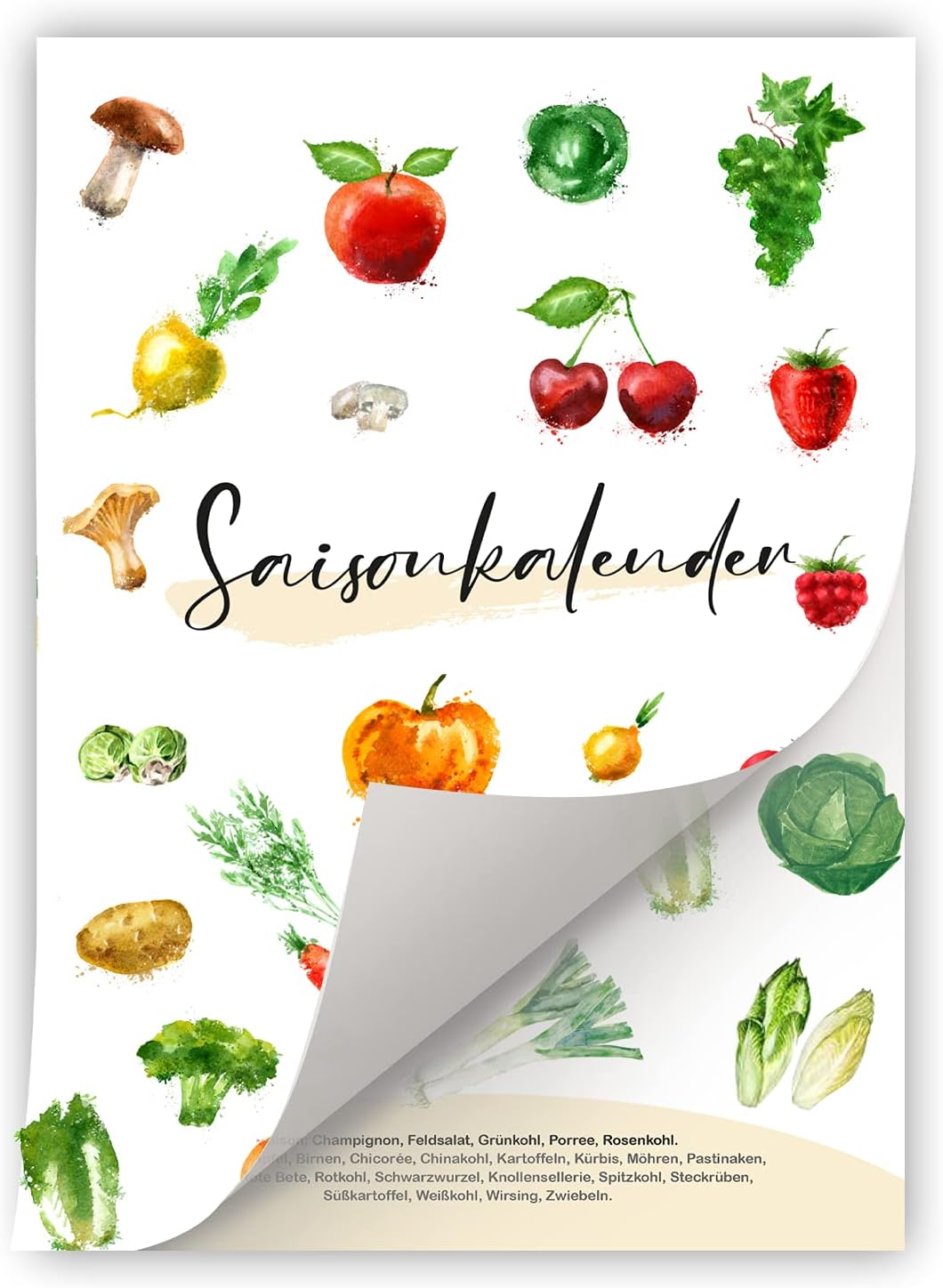 Saisonkalender für Obst und Gemüse - zeitlos - Din A4 hochwertiger ...