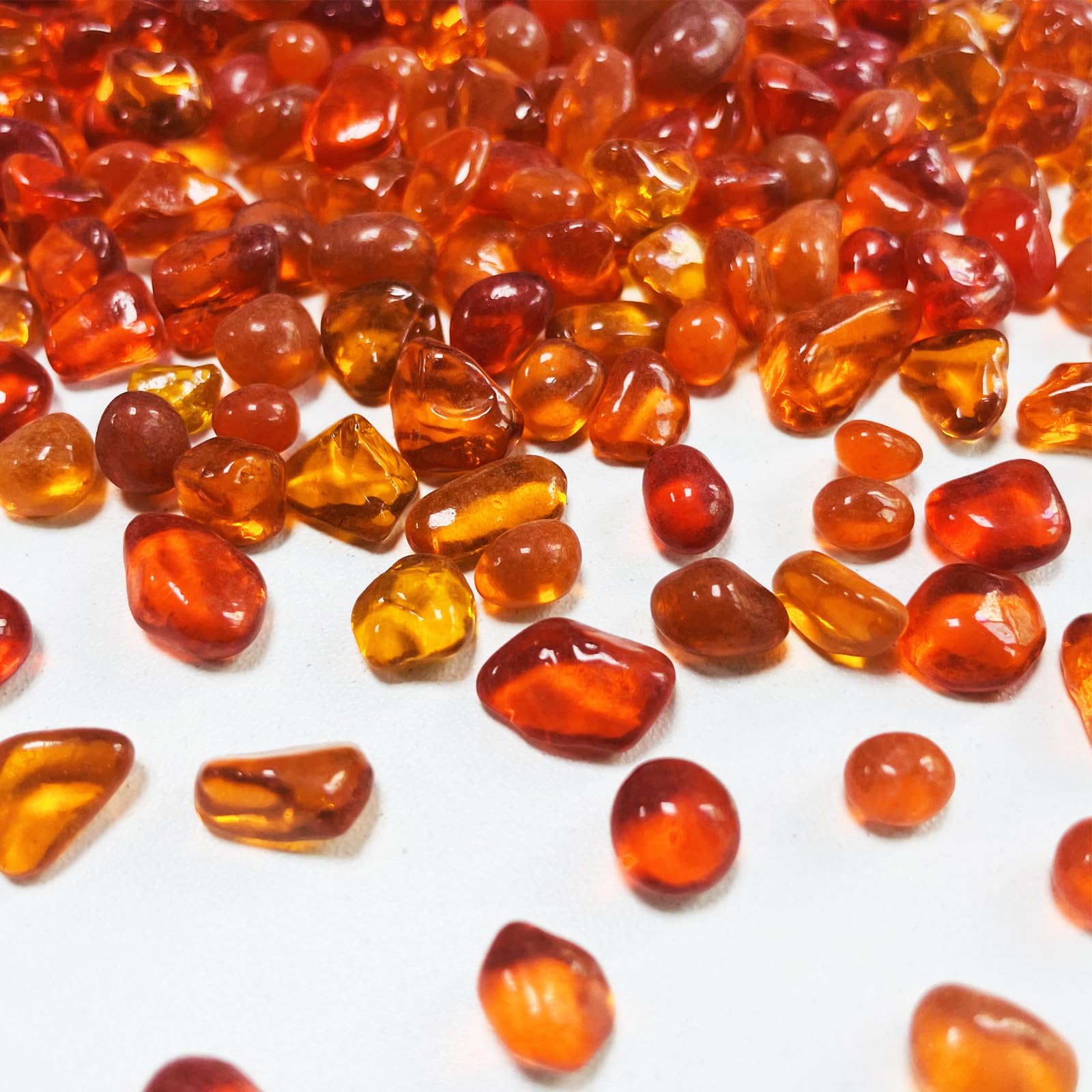 Amazon.com: 0.89LB Orange Aquarium Glass Stones Sea Glass Pebbles for ...