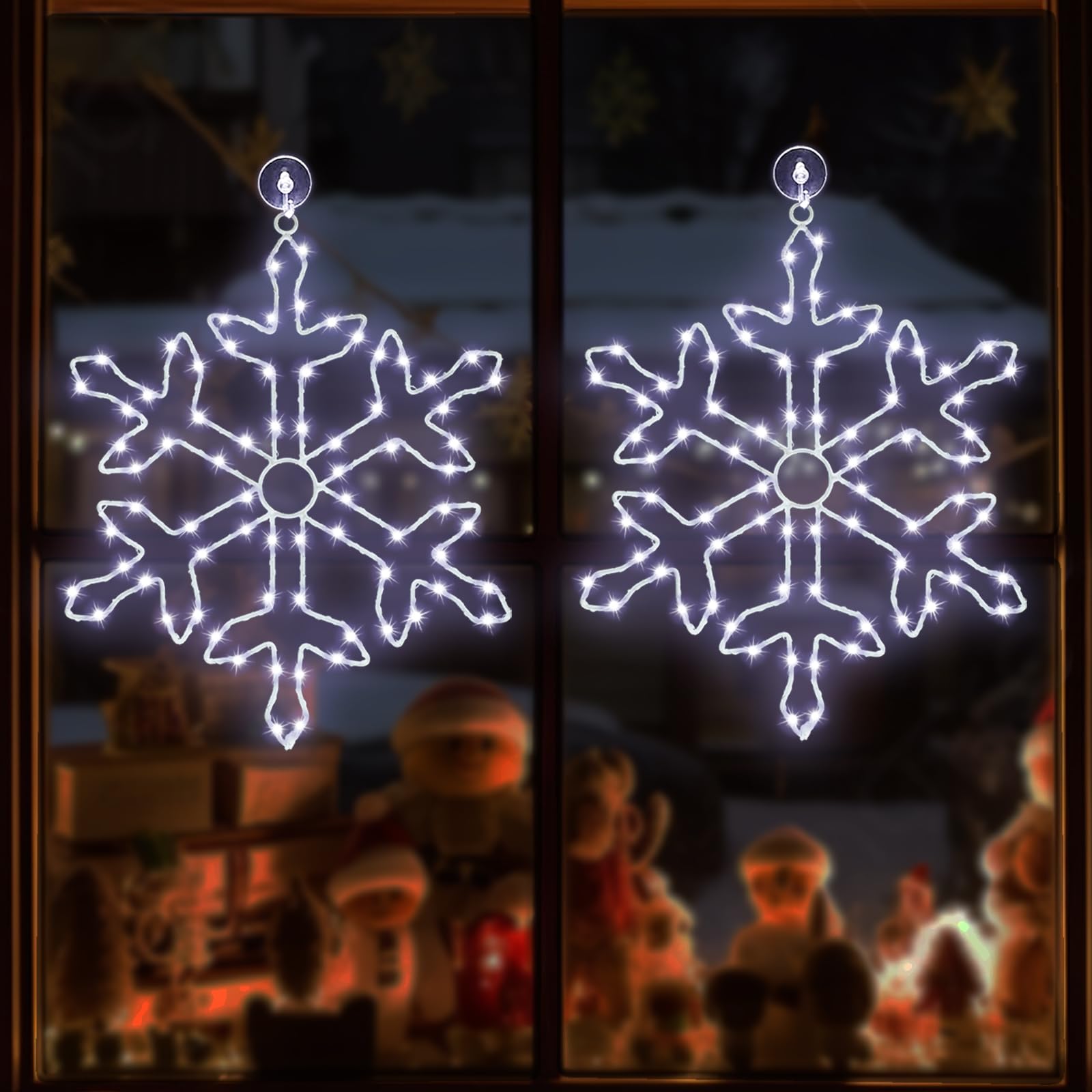 Christmas Window Decorations Snowflake Lights, 12IN 144 LED Cool White ...