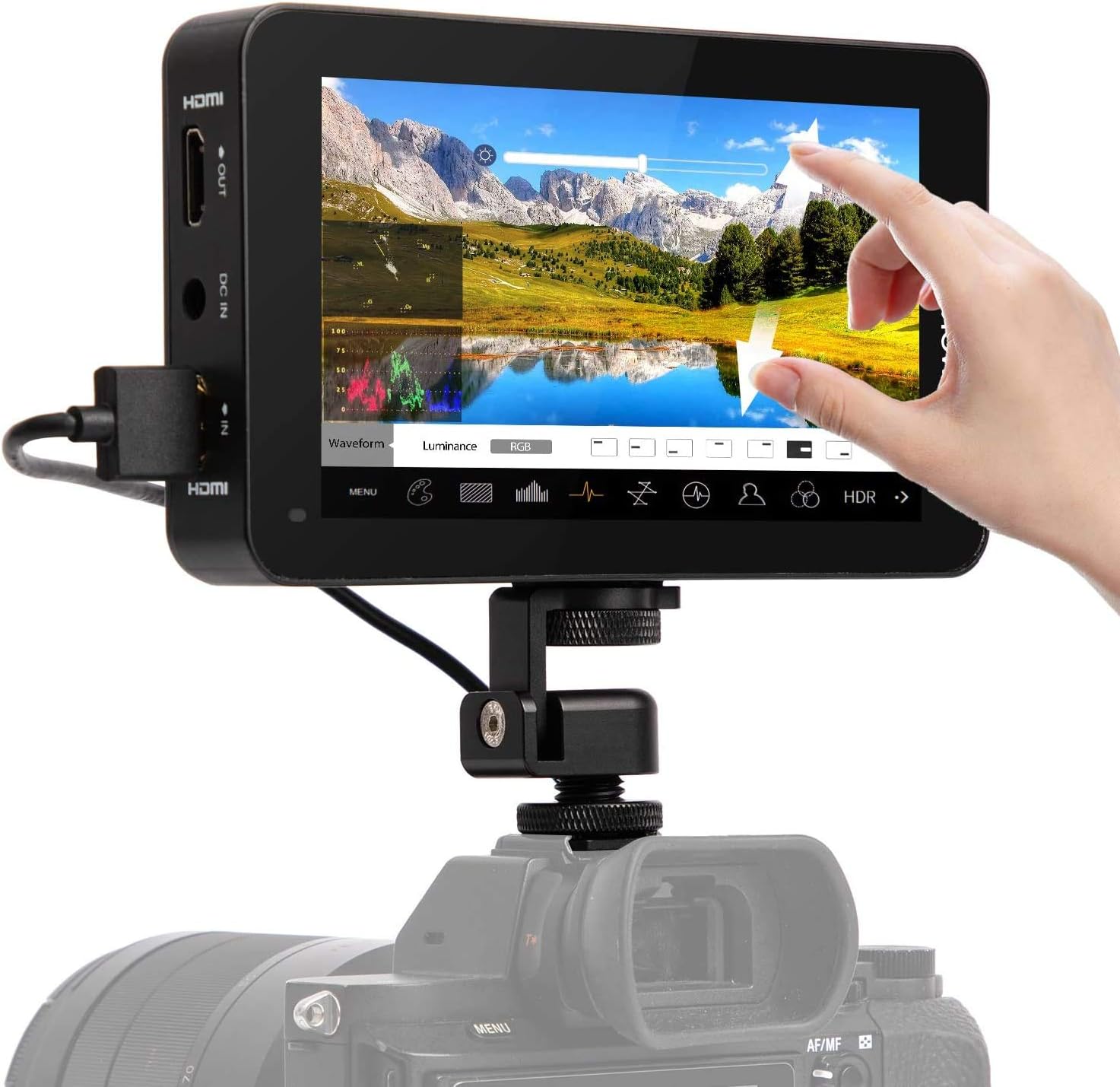 Amazon | Desview R6 5.5インチ UHB タッチスクリーン カメラ フィールドモニター 超高輝度 2800nits ...