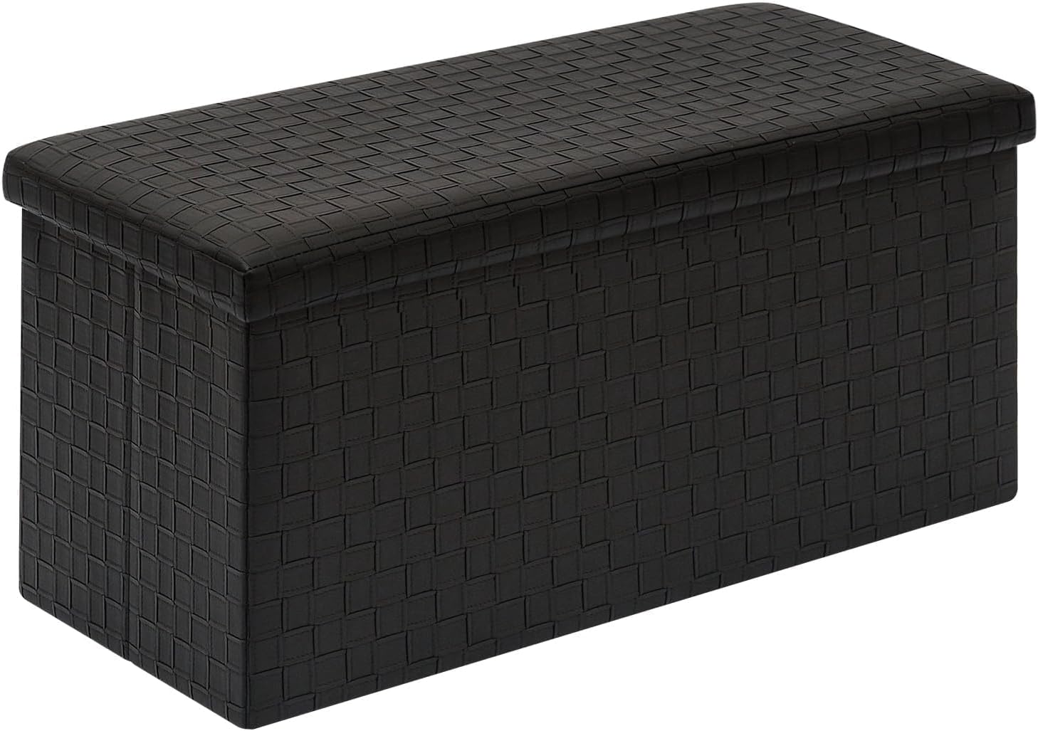 Nyxi Faux Leather 76 * 38 * 38cm Black Ottoman Foldable Storage Boxes ...