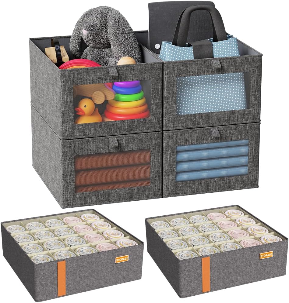 Amazon.com: 4 Pcs Foldable Storage Bins with Mesh Window + 2 Pcs Socks ...